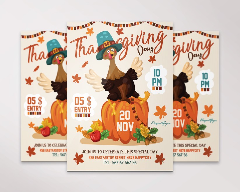 Best Free Thanksgiving Flyer PSD Templates + Premium | by ElegantFlyer